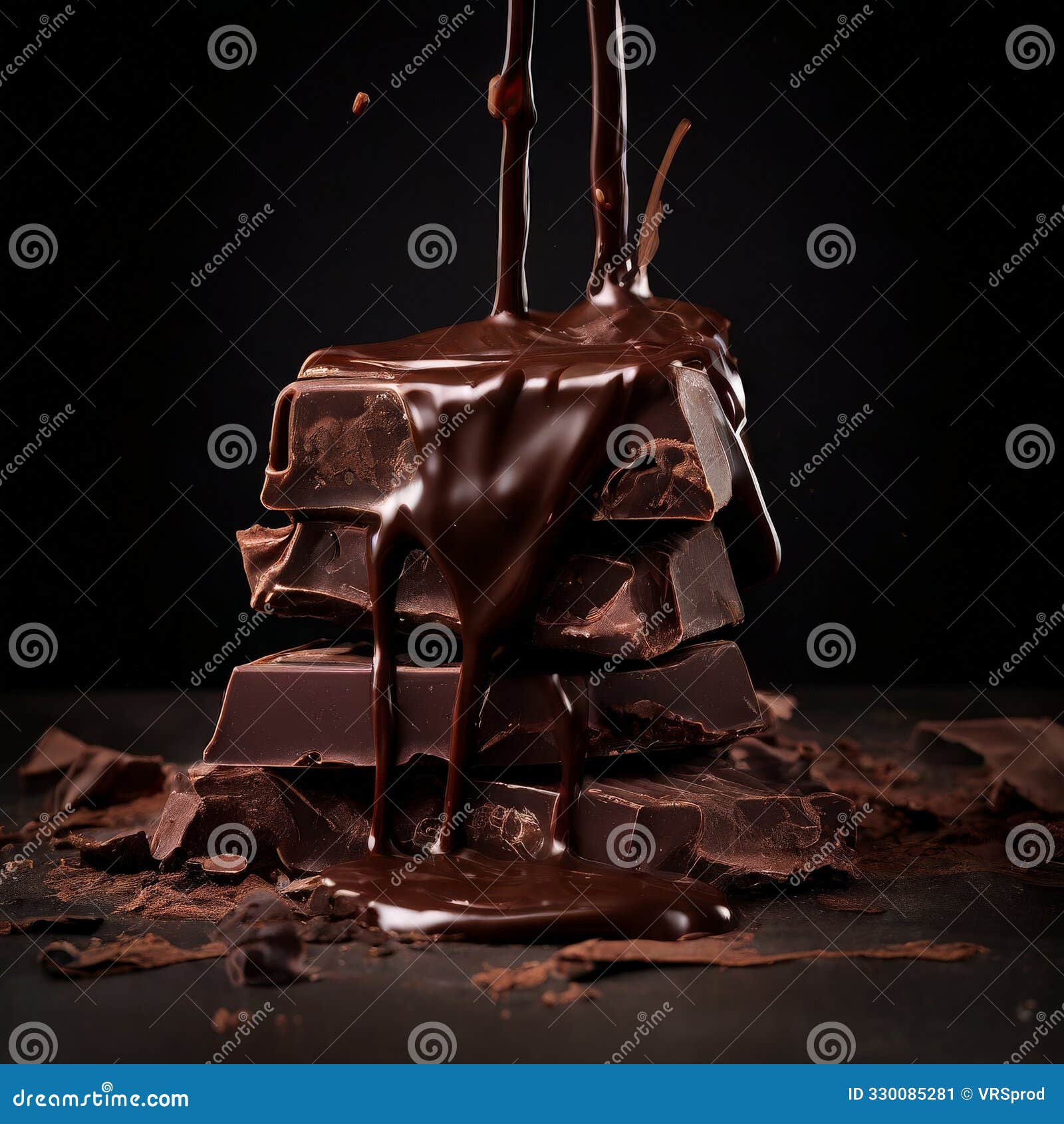 Melted Chocolate Pouring Over Stacked Chocolate Bars Stock Image ...