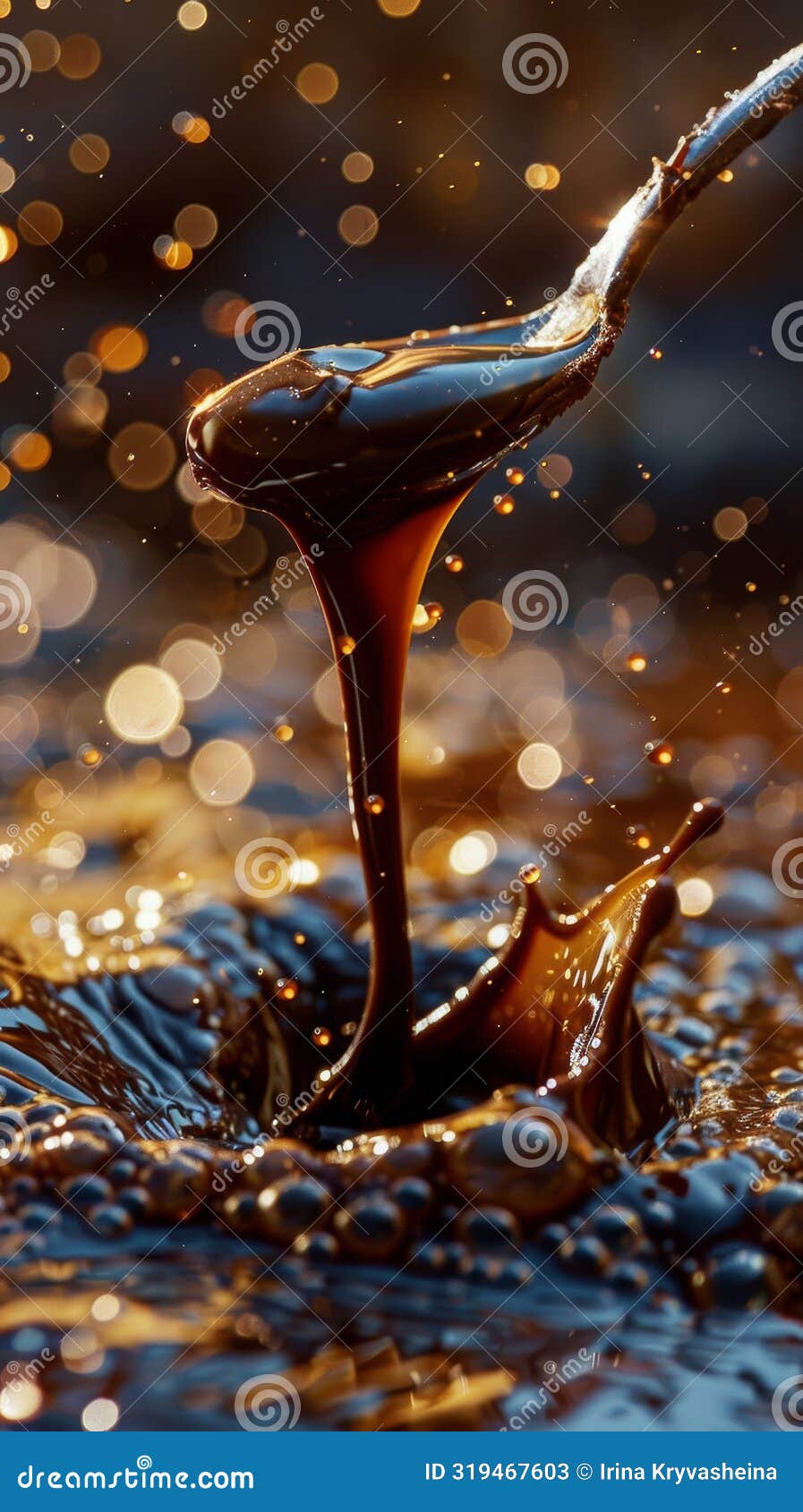 Melted Chocolate Spoon on Table Stock Image - Image of cocoa, decadent ...