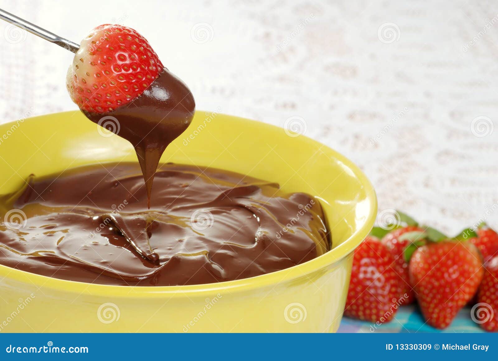 Melted Chocolate and Strawberry Fondue Stock Image - Image of berry ...