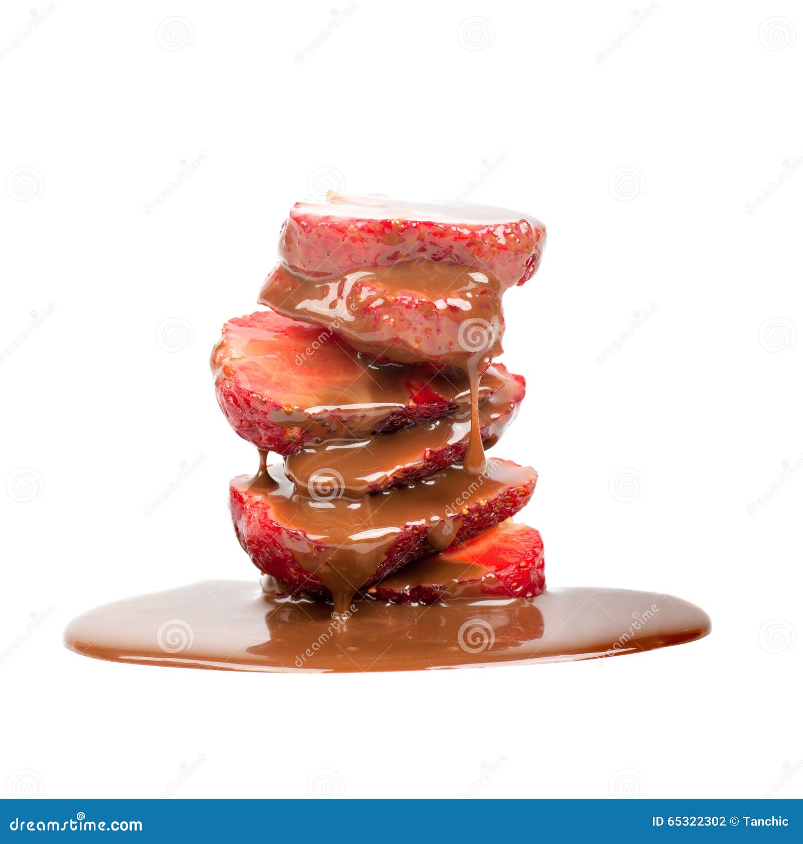 Melted Chocolate on the Strawberry Slices in a Stack Stock Photo ...