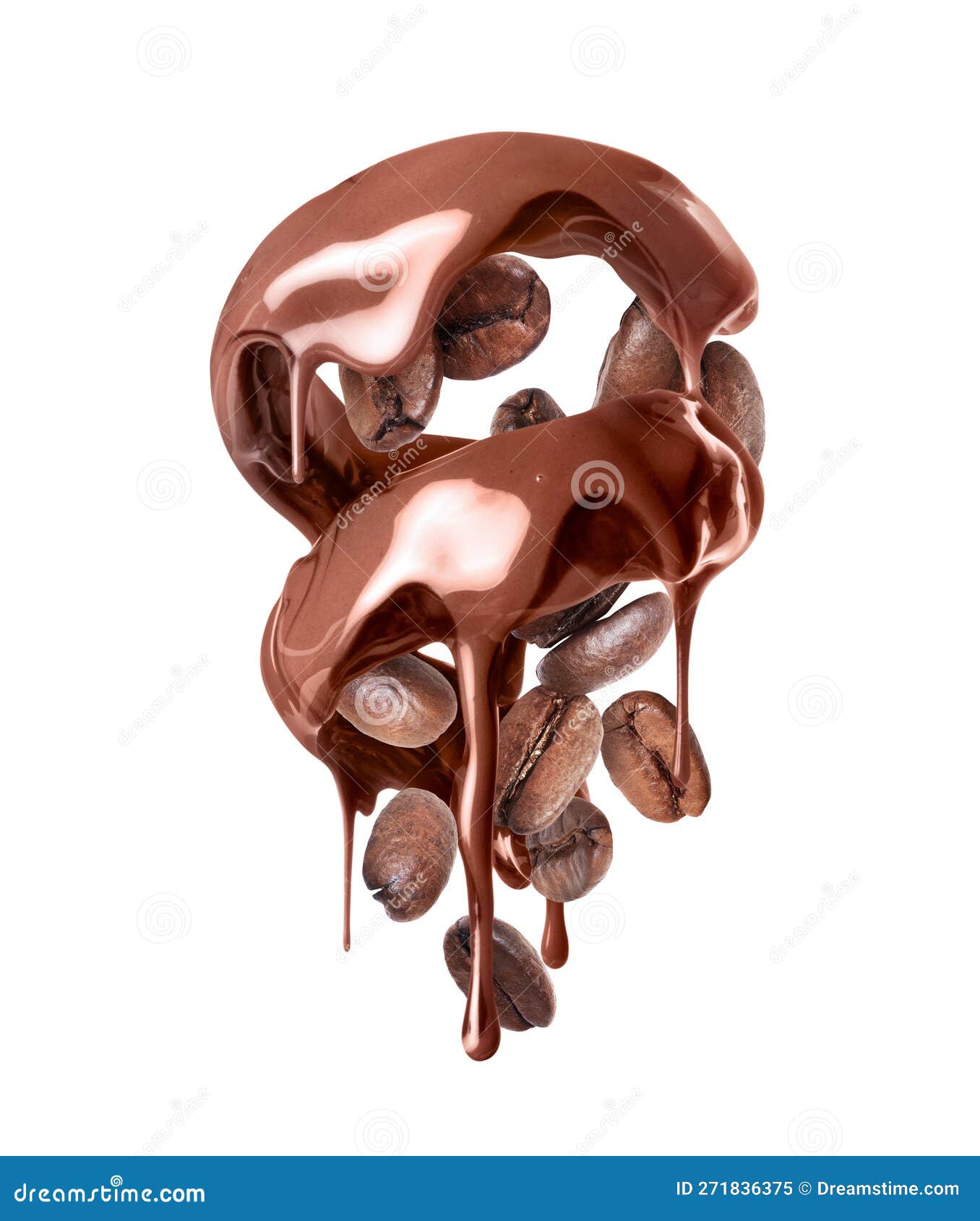 Melted Chocolate in a Swirling Shape with Coffee Beans Stock ...