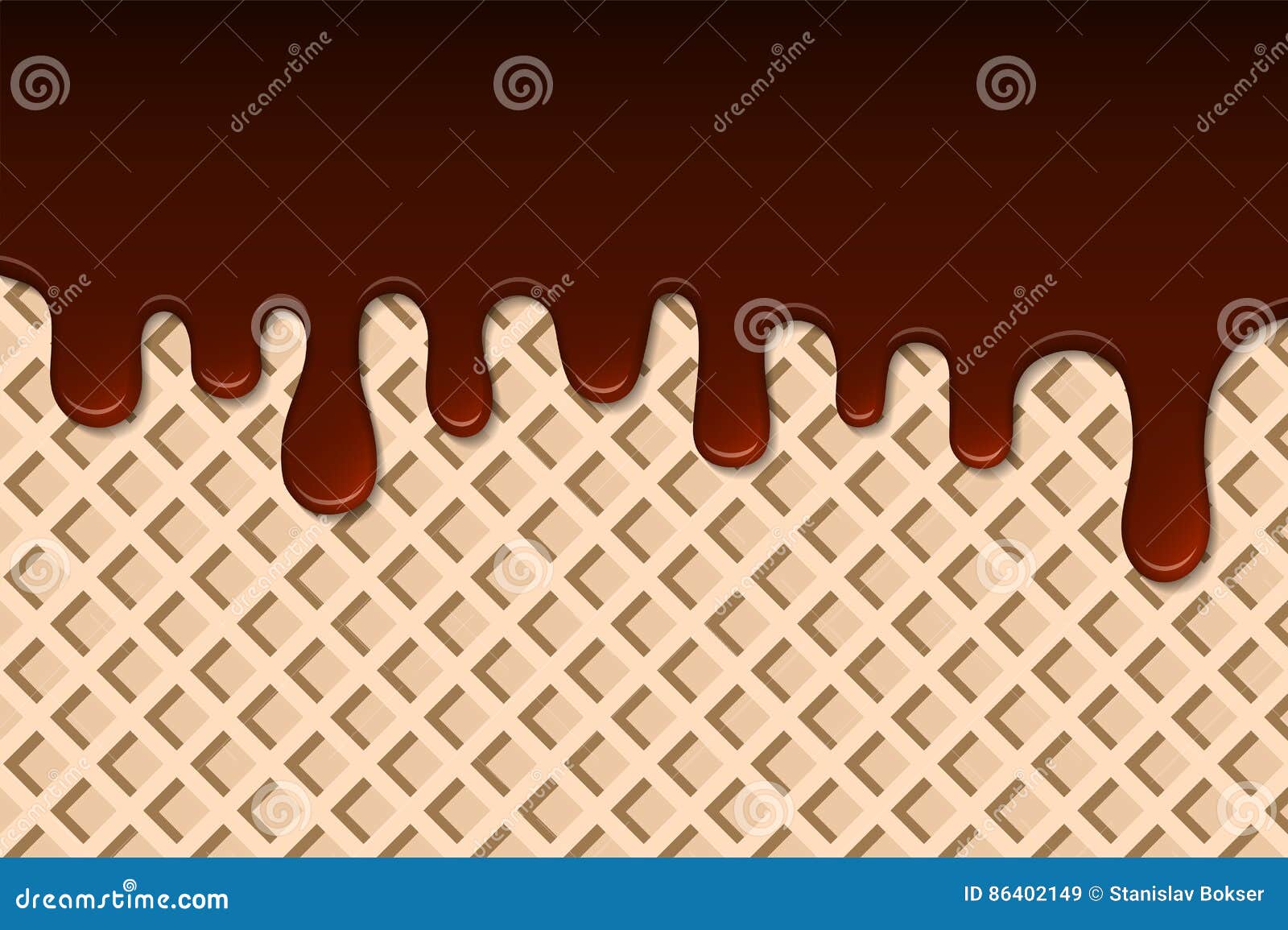 Melted Chocolate On Wafer Abstract Decoration Background Stock Vector