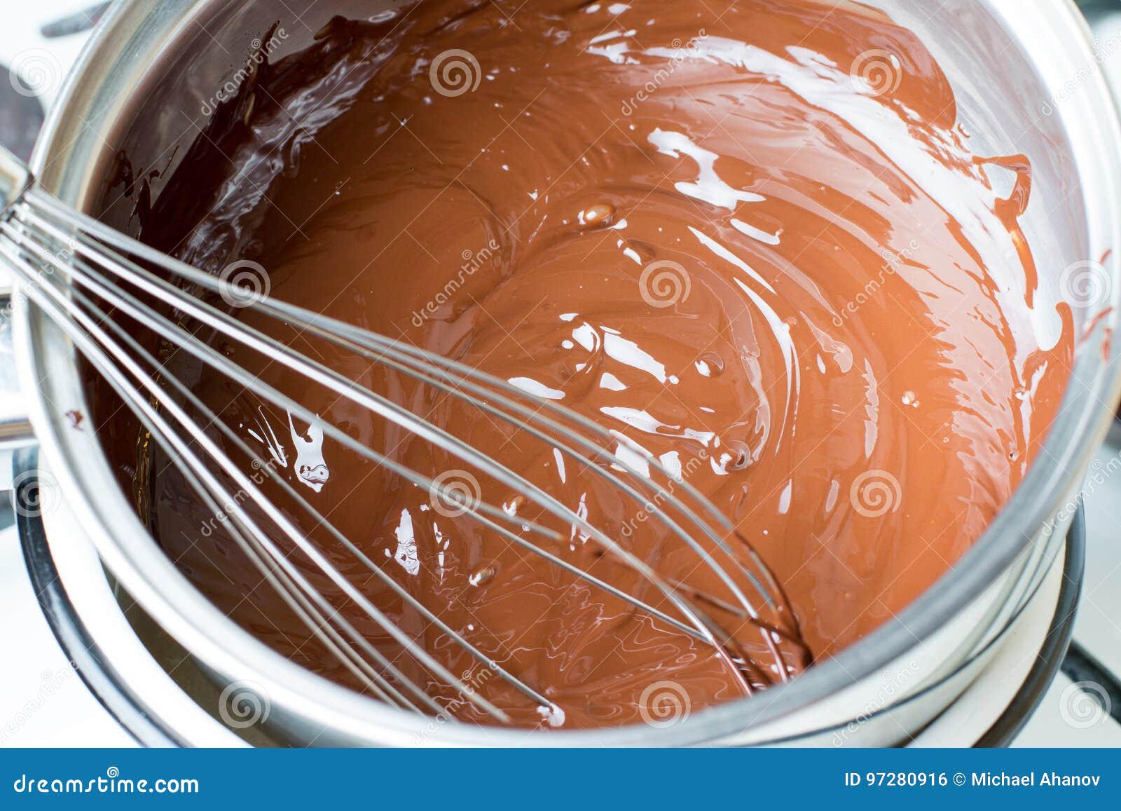 Melted Chocolate In A Water Bath Stock Photo | CartoonDealer.com #97280916