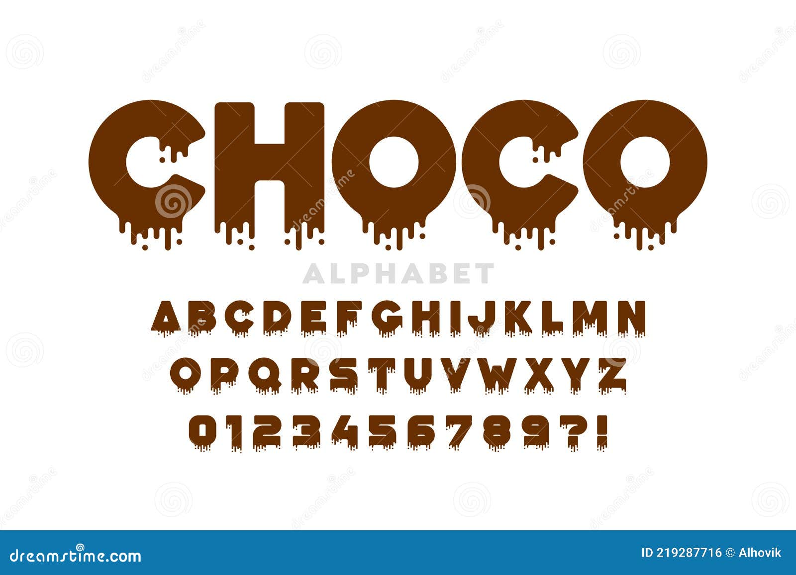 Melted Dripping Chocolate Style Font Stock Vector - Illustration of ...