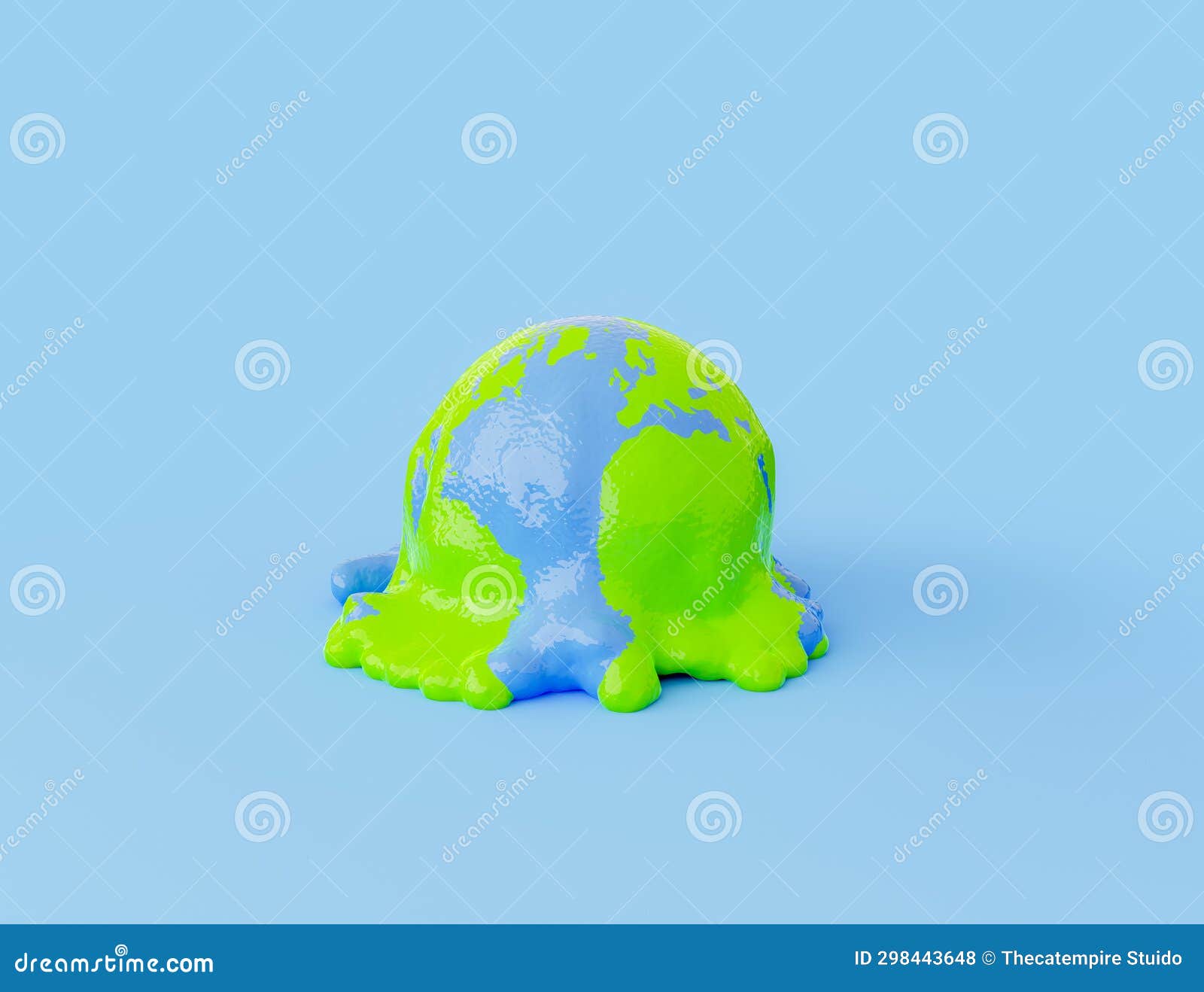 Melted Earth on a Blue Background Stock Illustration - Illustration of ...