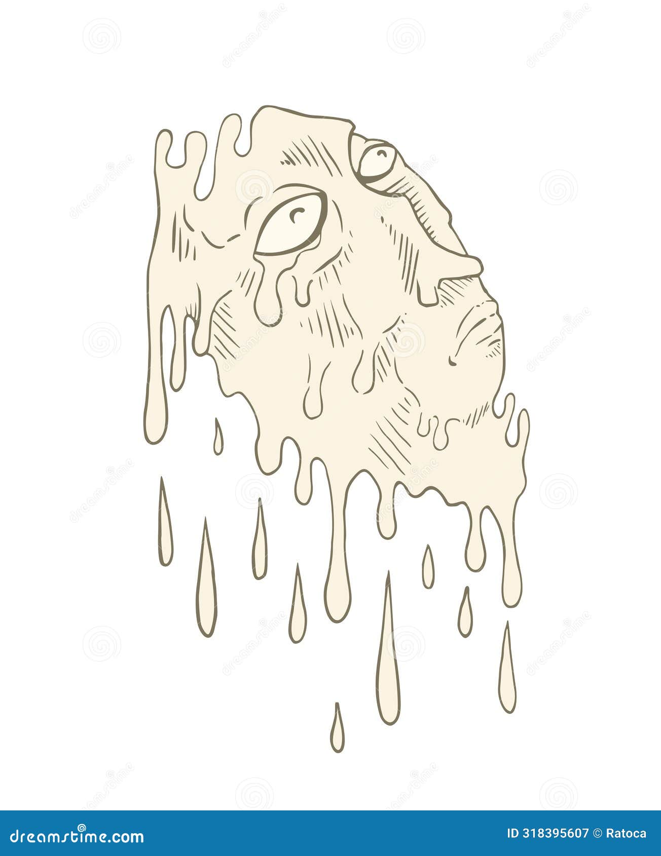 Melted face draw stock vector. Illustration of splash - 318395607