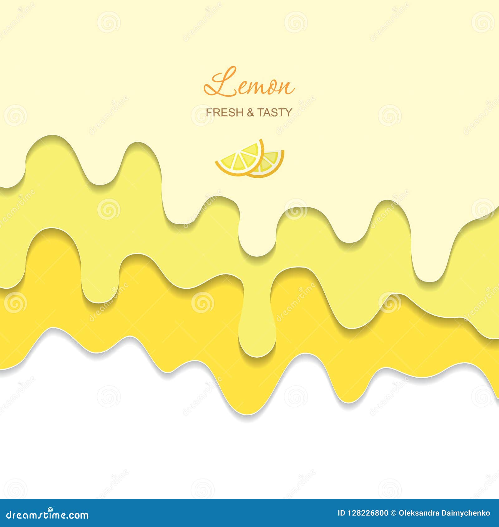 Melted Flowing Lemon Yellow Cream Background. 3d Paper Cut Out Layers ...