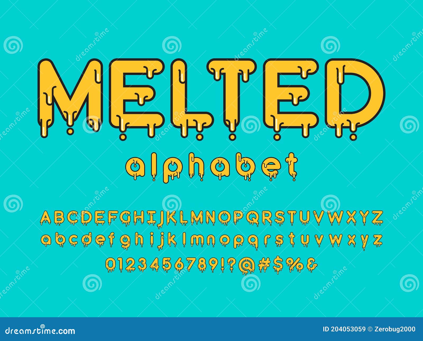 Melted font stock vector. Illustration of typography - 204053059