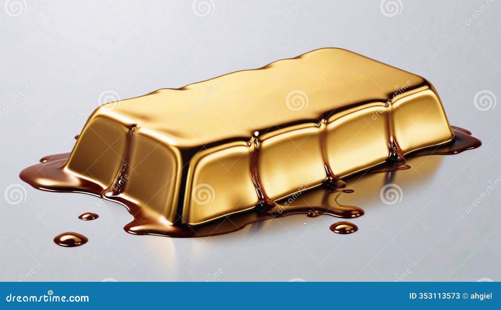 Melted Gold Bar on Grey Surface Stock Illustration - Illustration of ...