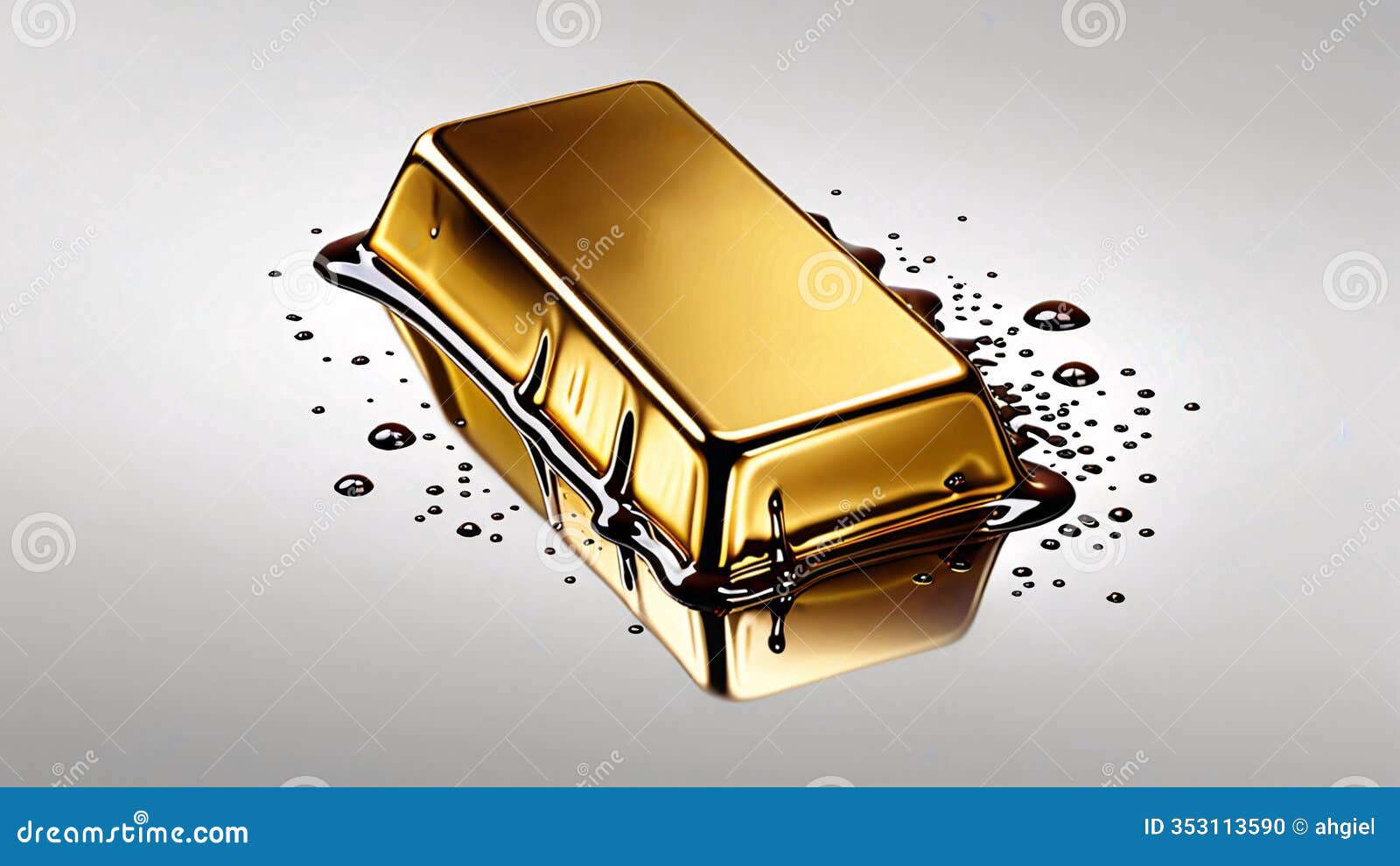 Melted Gold Bar Reflecting on a Surface Stock Illustration ...