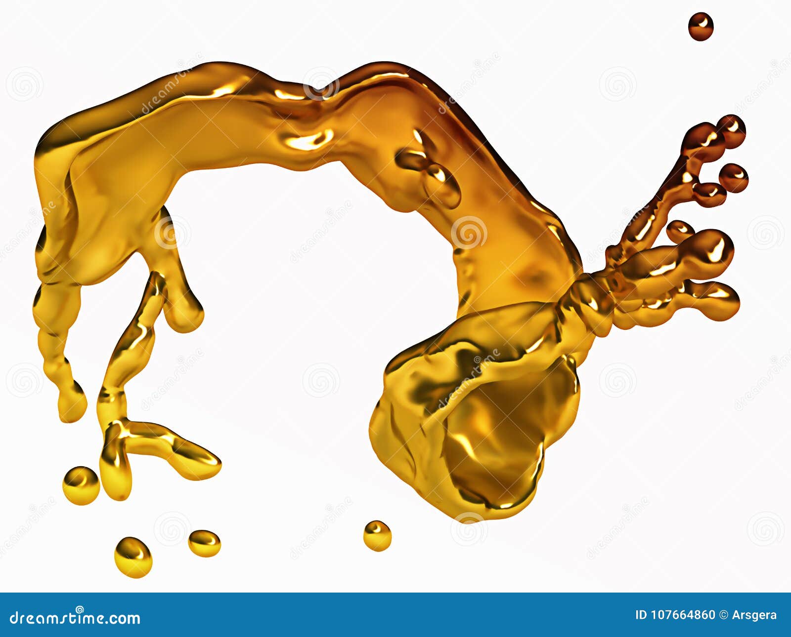 Melted Gold Splash with Drops Isolated Stock Illustration ...