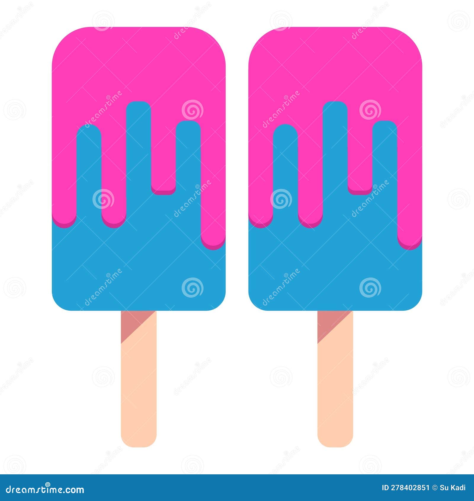 Melted Ice Cream in Blue Pink in Summer Stock Illustration ...