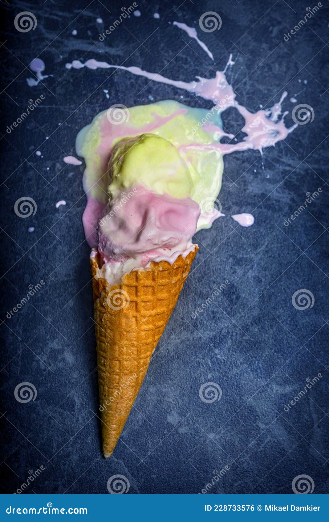 Melted Ice Cream Lying on the Ground Stock Photo - Image of diet, melt ...
