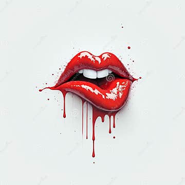 Melted lips on white stock illustration. Illustration of concept ...
