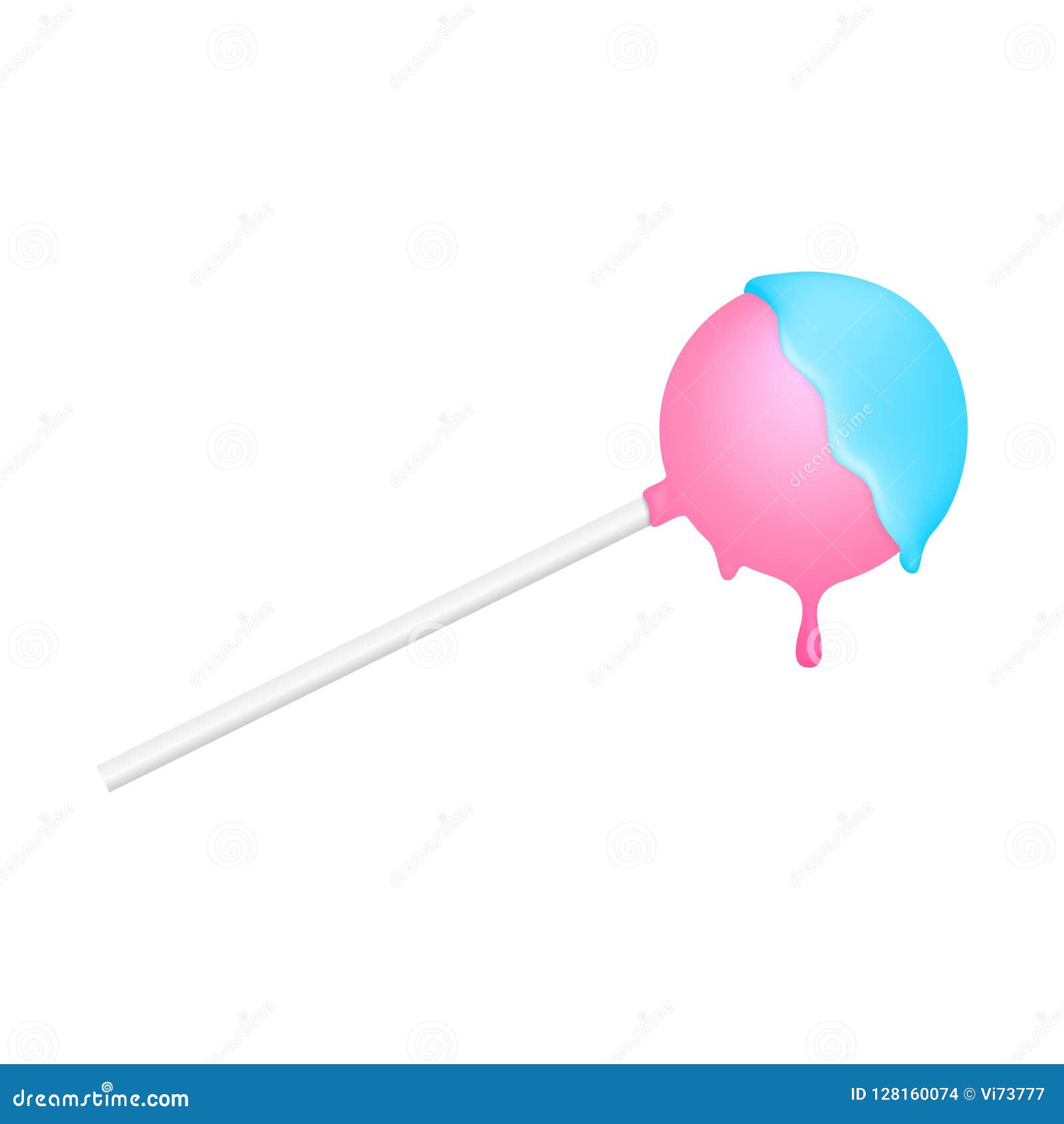 Melted Pink Lollipop with Blue Caramel. Vector Cake Pop Illustration ...