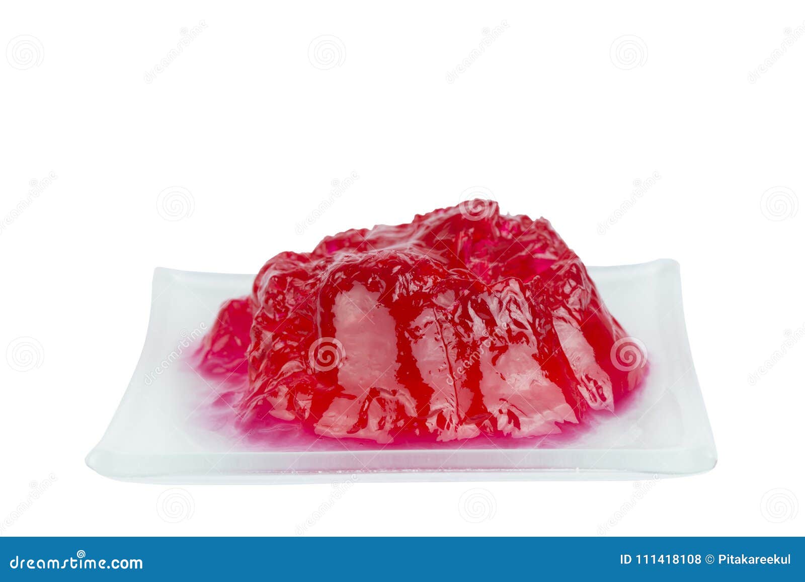 Melted Red Jelly on Square Dish Isolated Clippingpath White Back Stock ...