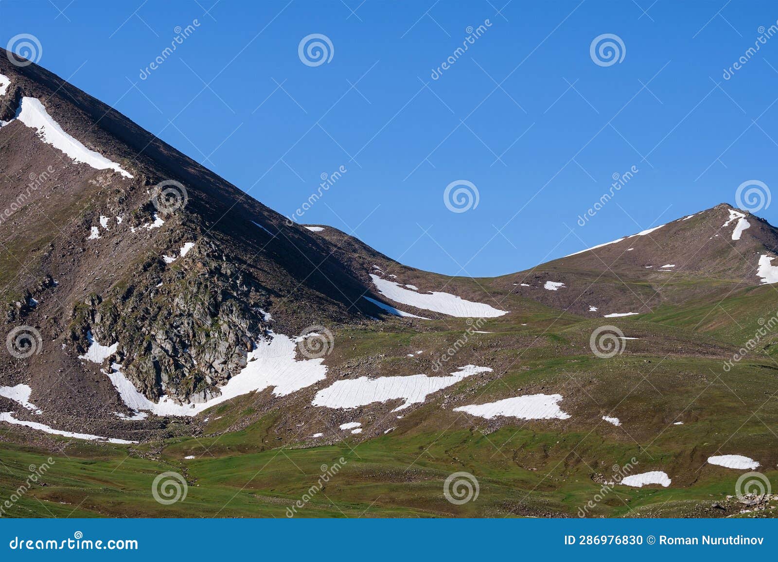 Melted Snow on Mountain Slopes and Meadows Stock Photo - Image of dirt ...