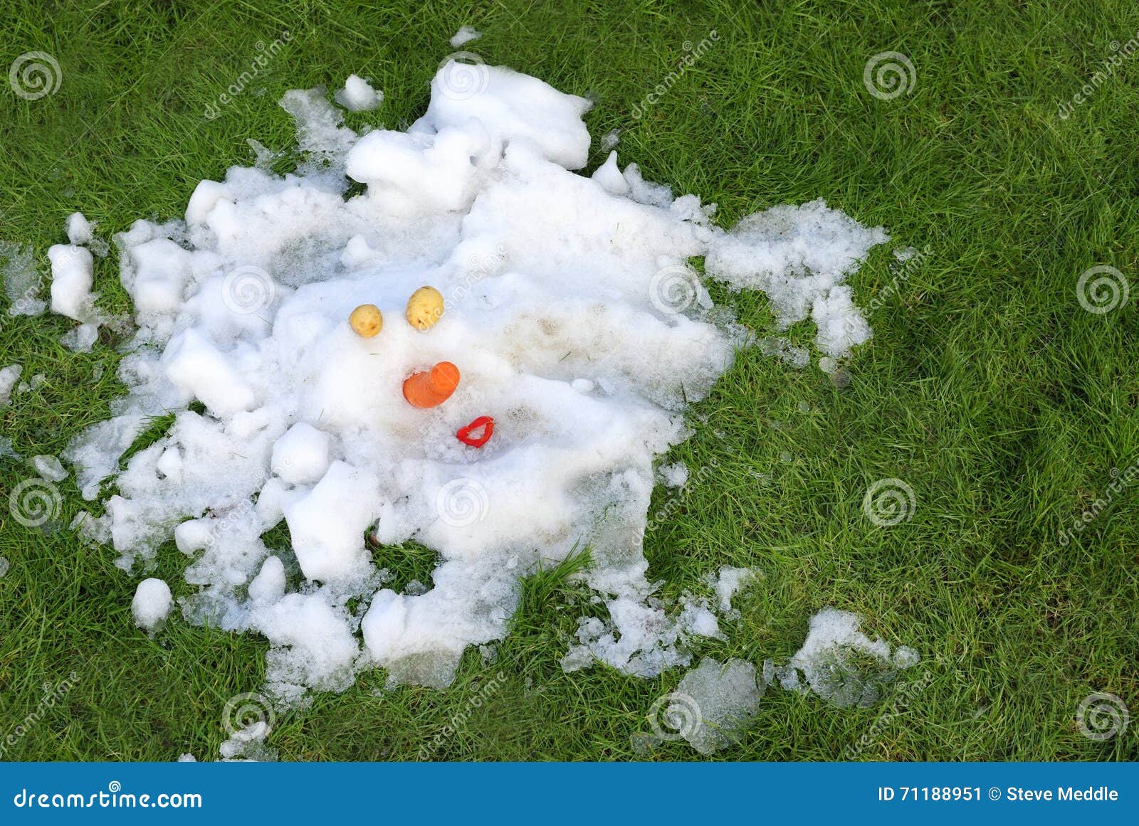 Melted Snowman stock image. Image of lawn, weather, freeze - 71188951