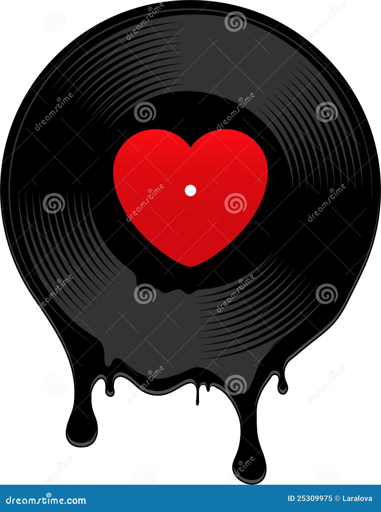 Melted Vinyl Record with Heart Stock Vector - Illustration of album ...