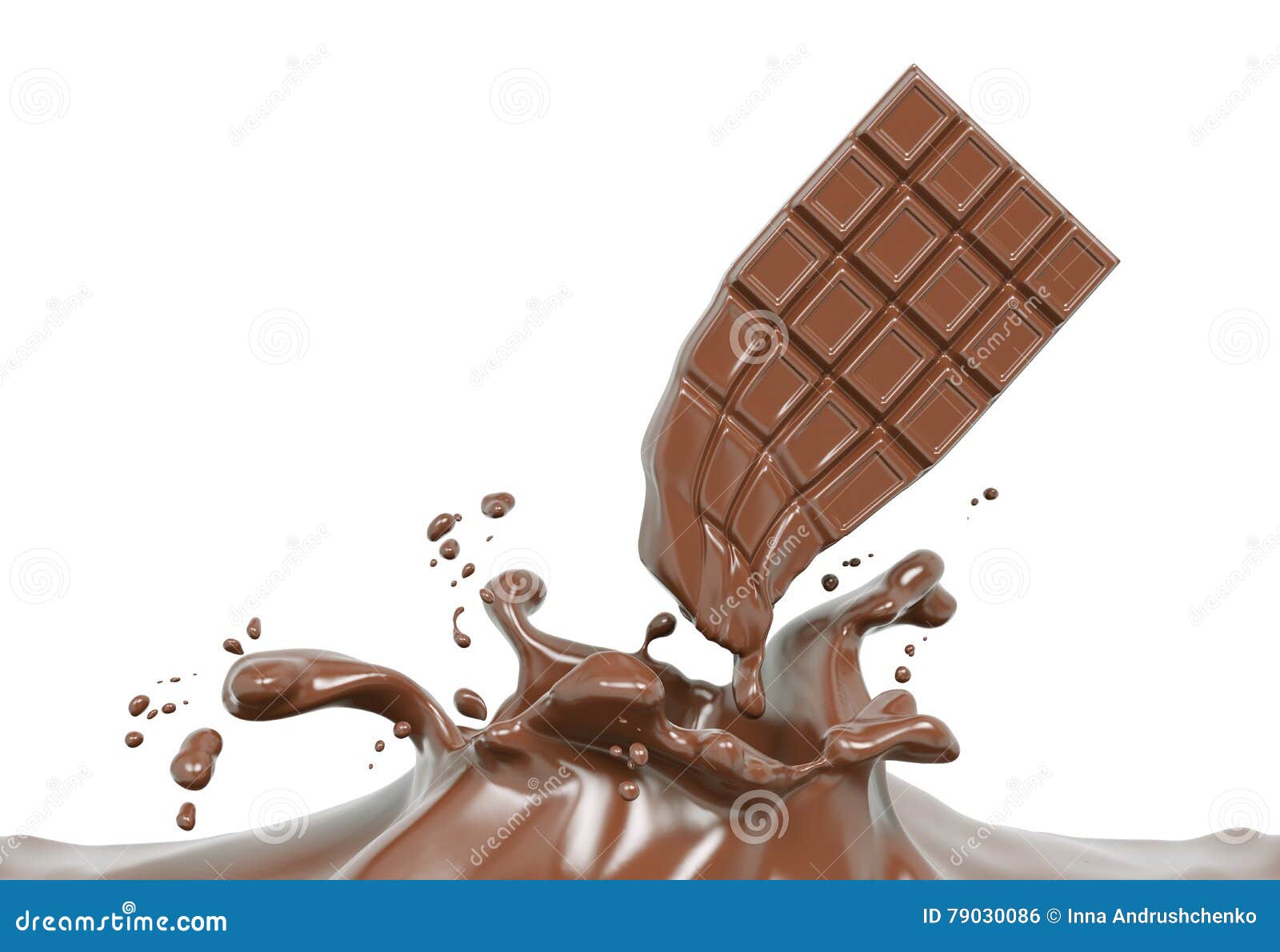 Melting Bar of Chocolate 3d Rendering Stock Illustration - Illustration ...