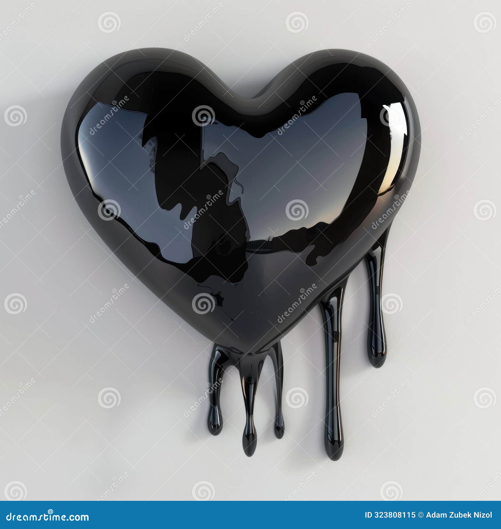 Melting Black Heart with Dripping Effect Stock Illustration ...