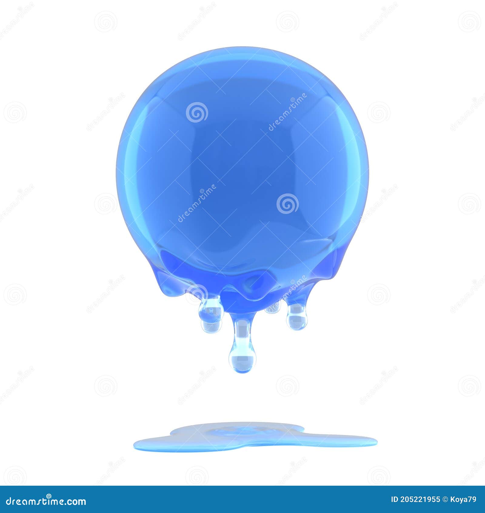 Melting Blue Ball 3d Rendering Stock Illustration - Illustration of ...