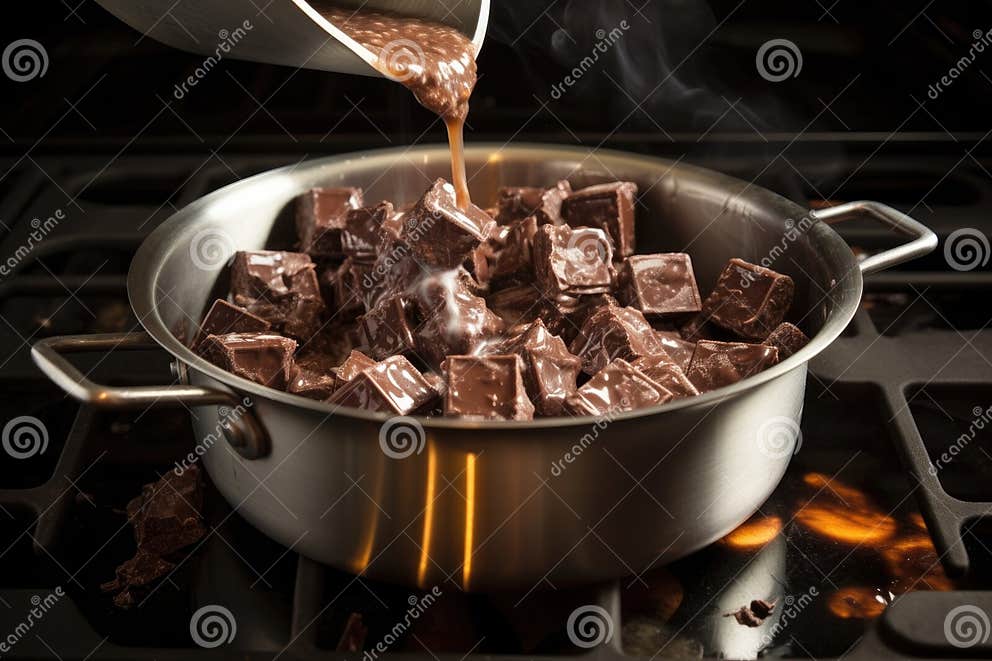 Melting Chocolate Chunks in a Double Boiler Stock Image - Image of ...