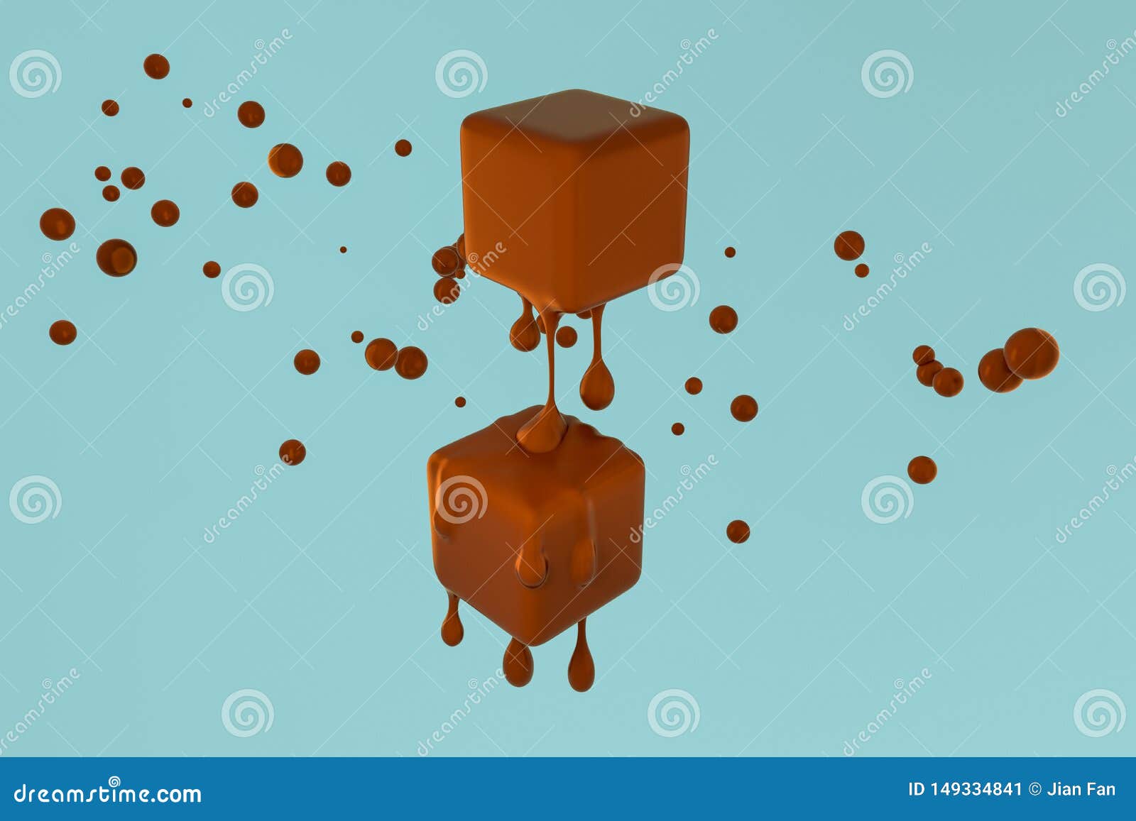 Melting Chocolate Cube with Liquid Drop Details, 3d Rendering Stock ...