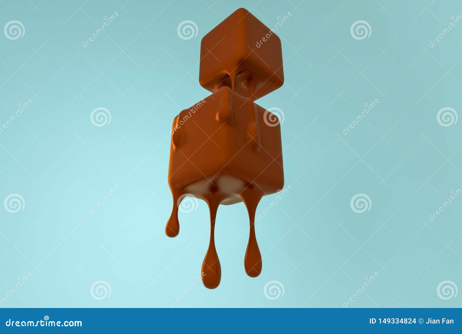 Melting Chocolate Cube with Liquid Drop Details, 3d Rendering Stock ...