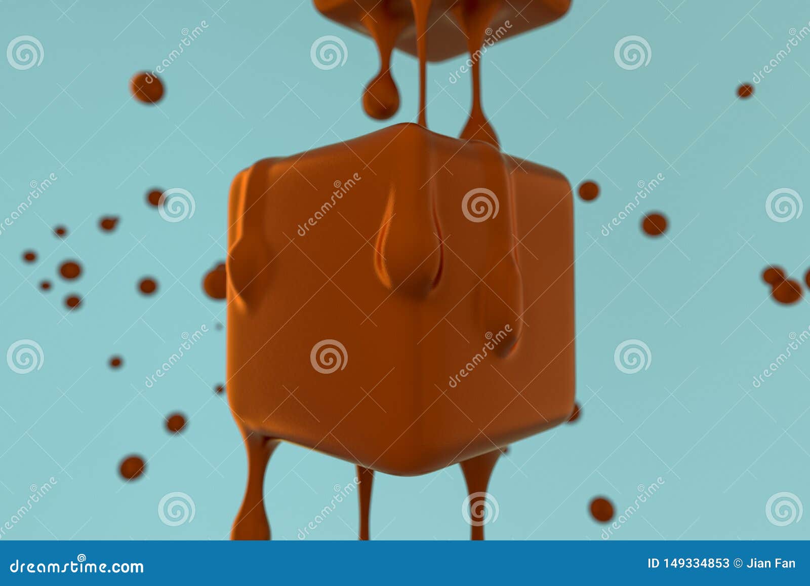 Melting Chocolate Cube with Liquid Drop Details, 3d Rendering Stock ...