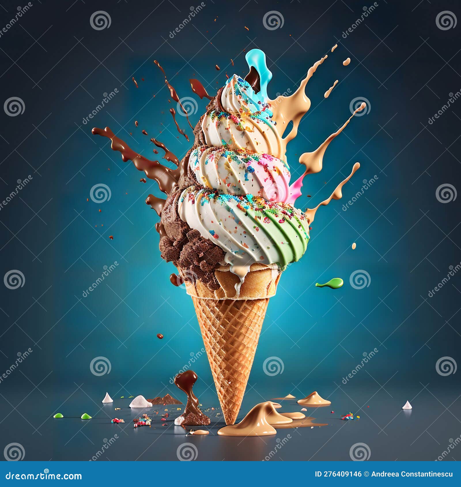 Icecream explosion stock illustration. Illustration of colors - 276409146