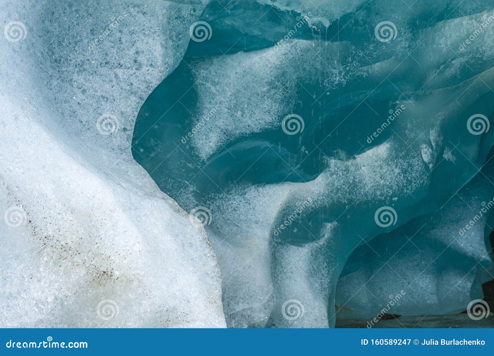 Melting Clean Blue Ice in Glacier Ice Cave Stock Image - Image of color ...