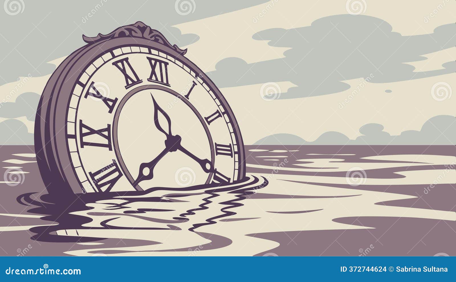 Melting Clock Face, Surreal And Time Concept Illustration Vector Design ...