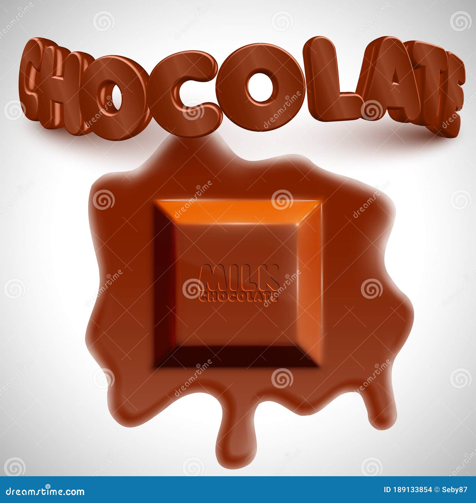 Melting 3D Realistic Chocolate Cube, Vector Stock Vector - Illustration ...