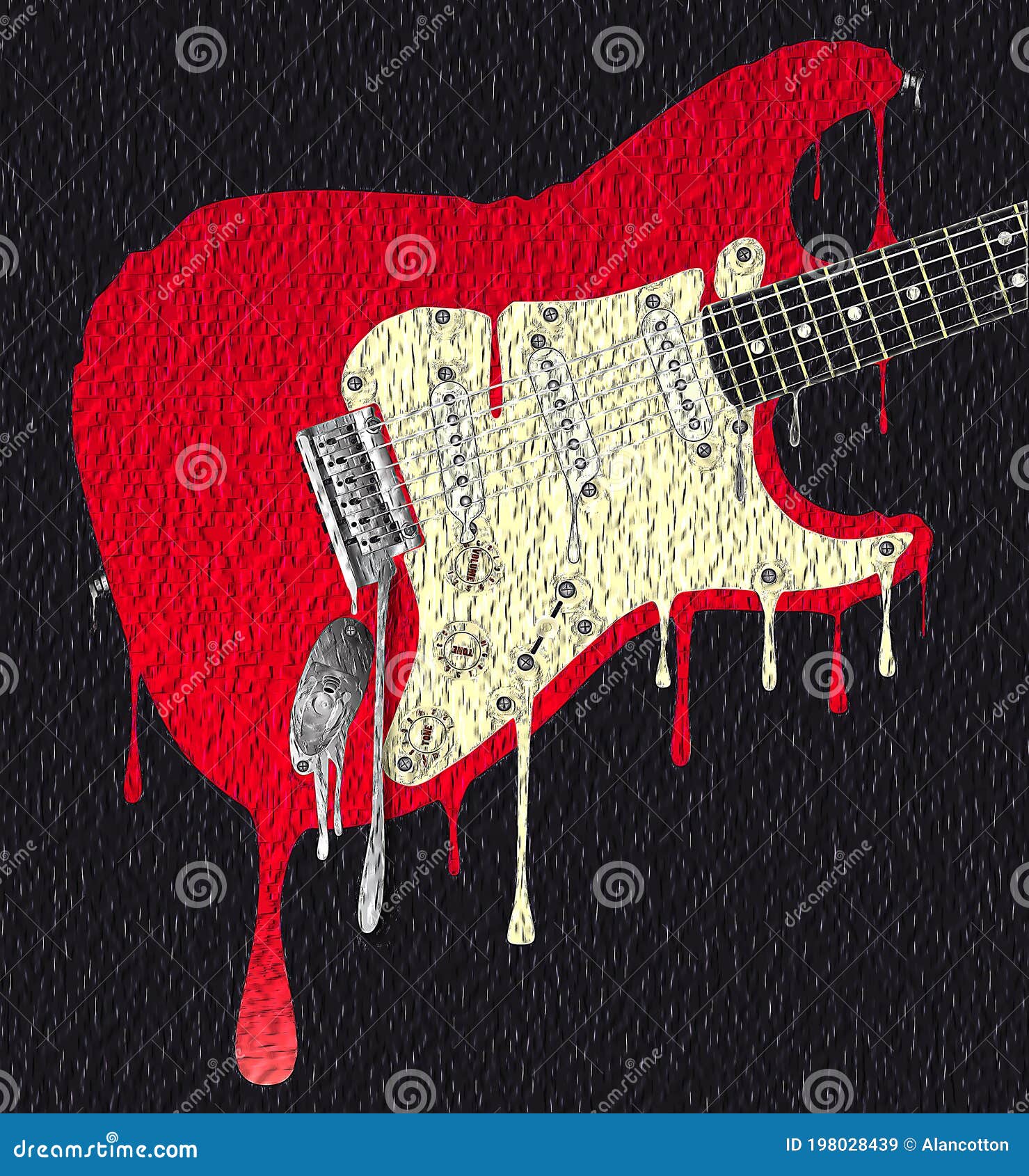 Melting Electric Guitar stock illustration. Illustration of musical ...