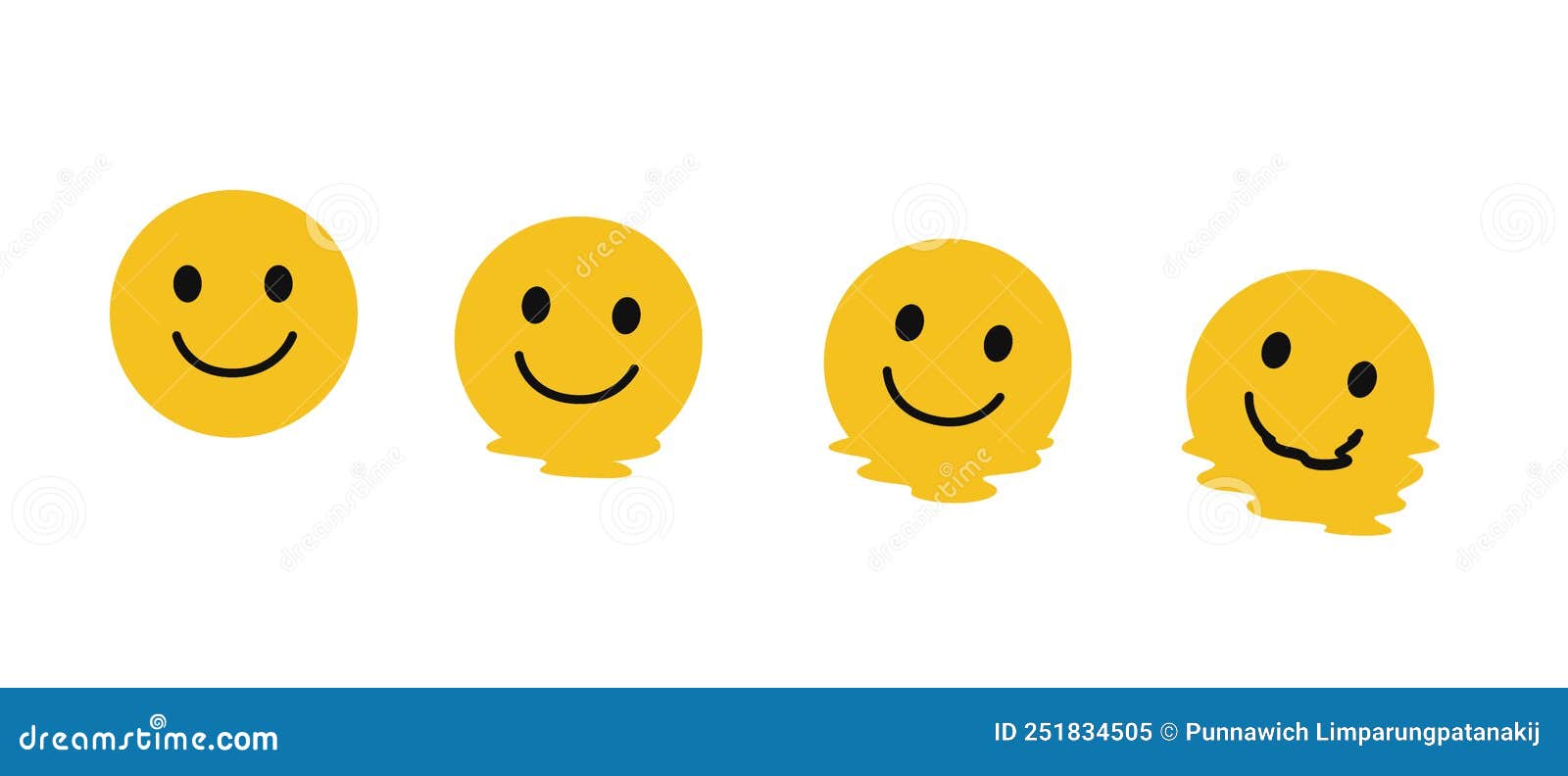 Melting Smile Emoji Slowly Sequence Frame Vector Illustration Stock ...