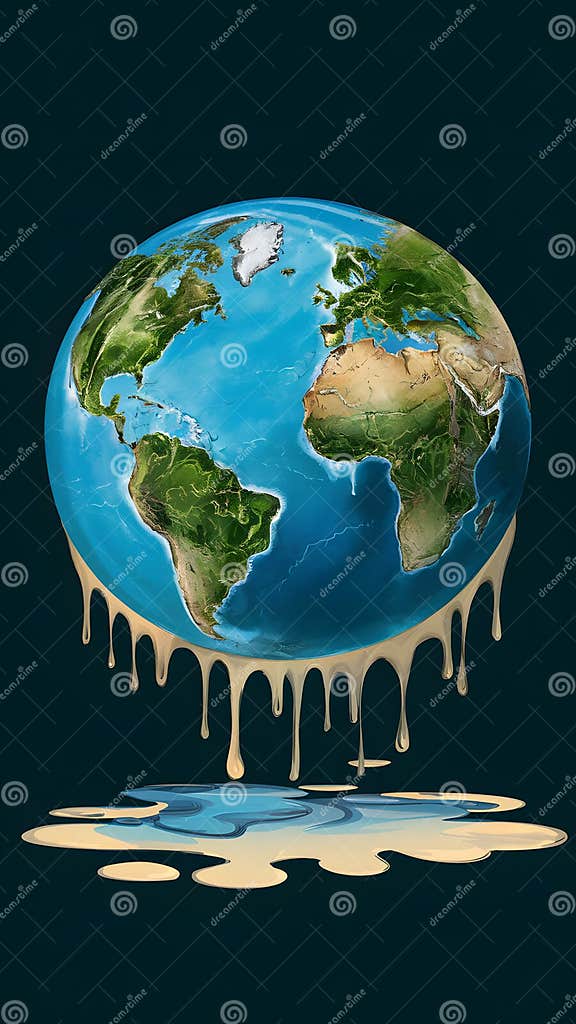 Melting Globe with Dripping Patterns, Continents and Oceans Separating ...