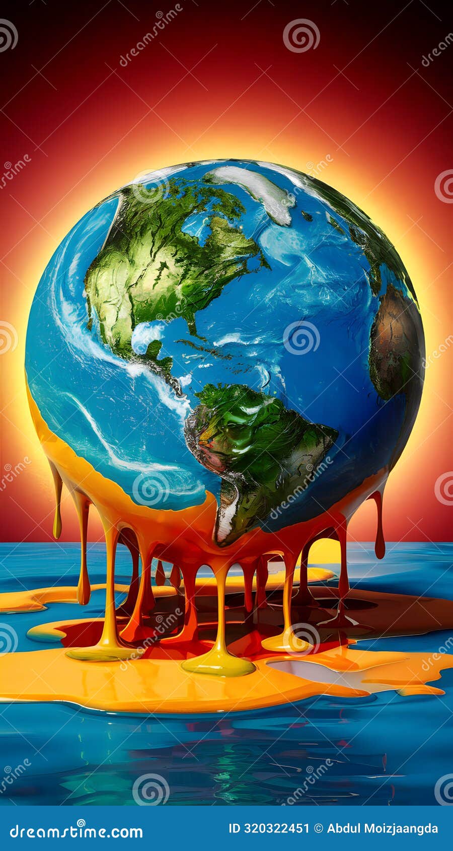 Melting Globe with Dripping Patterns, Continents and Oceans Separating ...