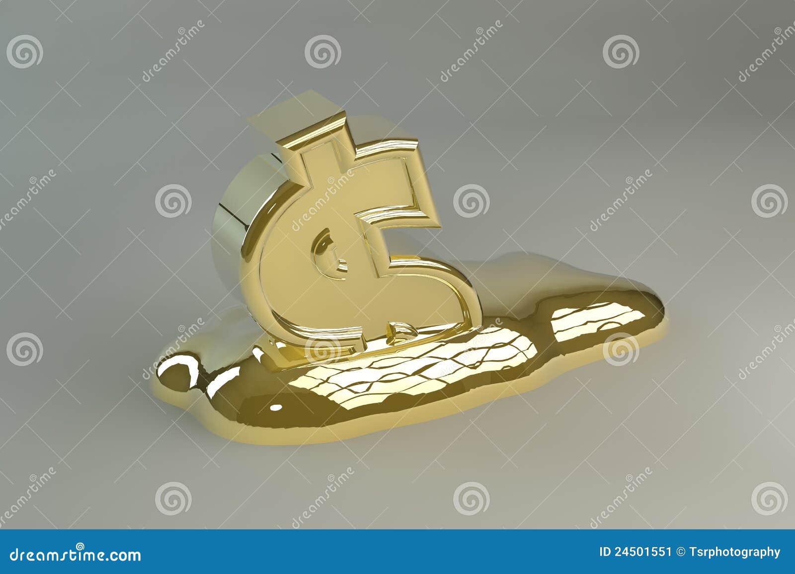 Melting Gold Dollar Sign stock illustration. Illustration of economic ...