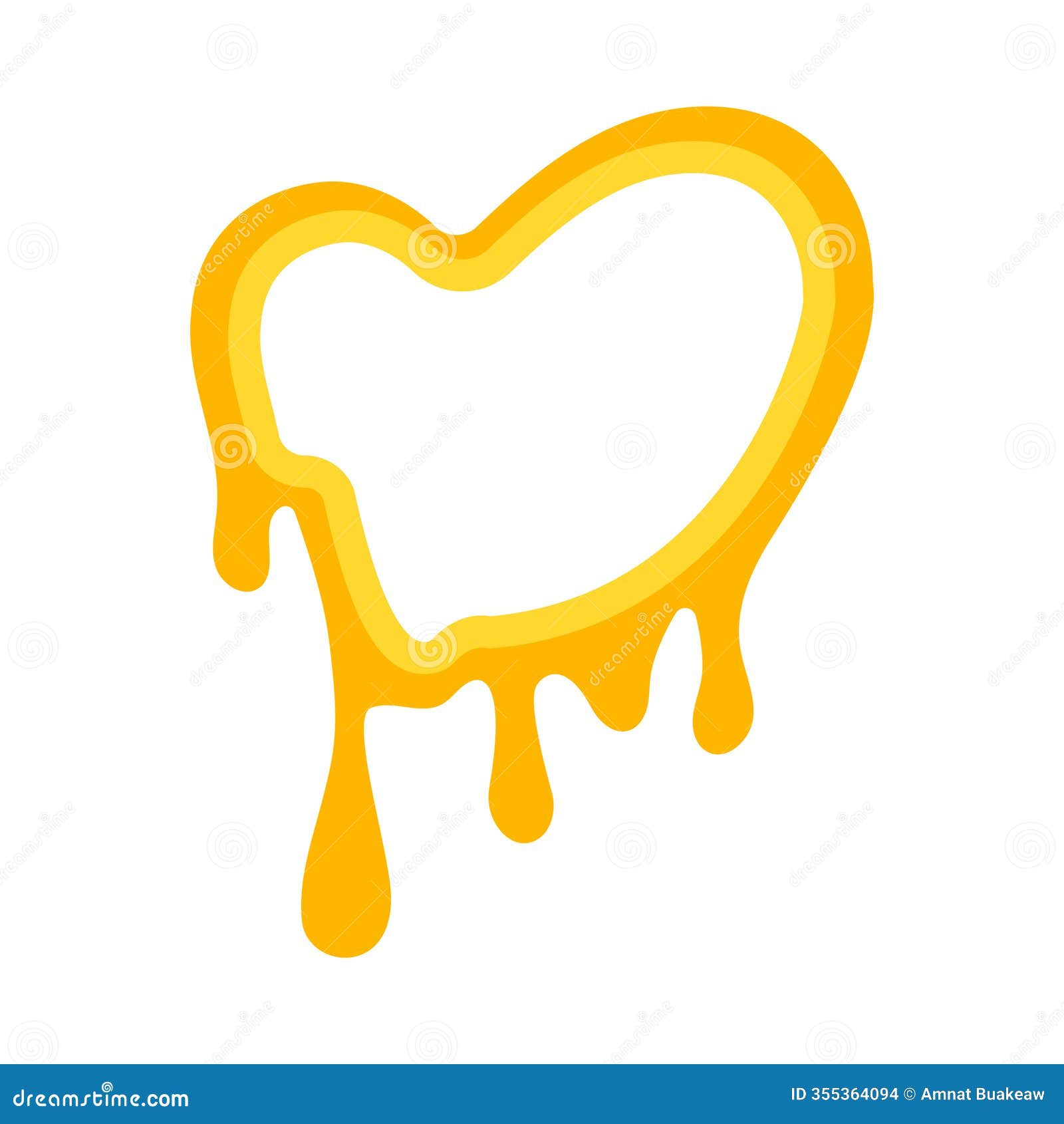 Melting Heart Icon in Yellow, Dripping Honey Frame, Liquid Honey ...