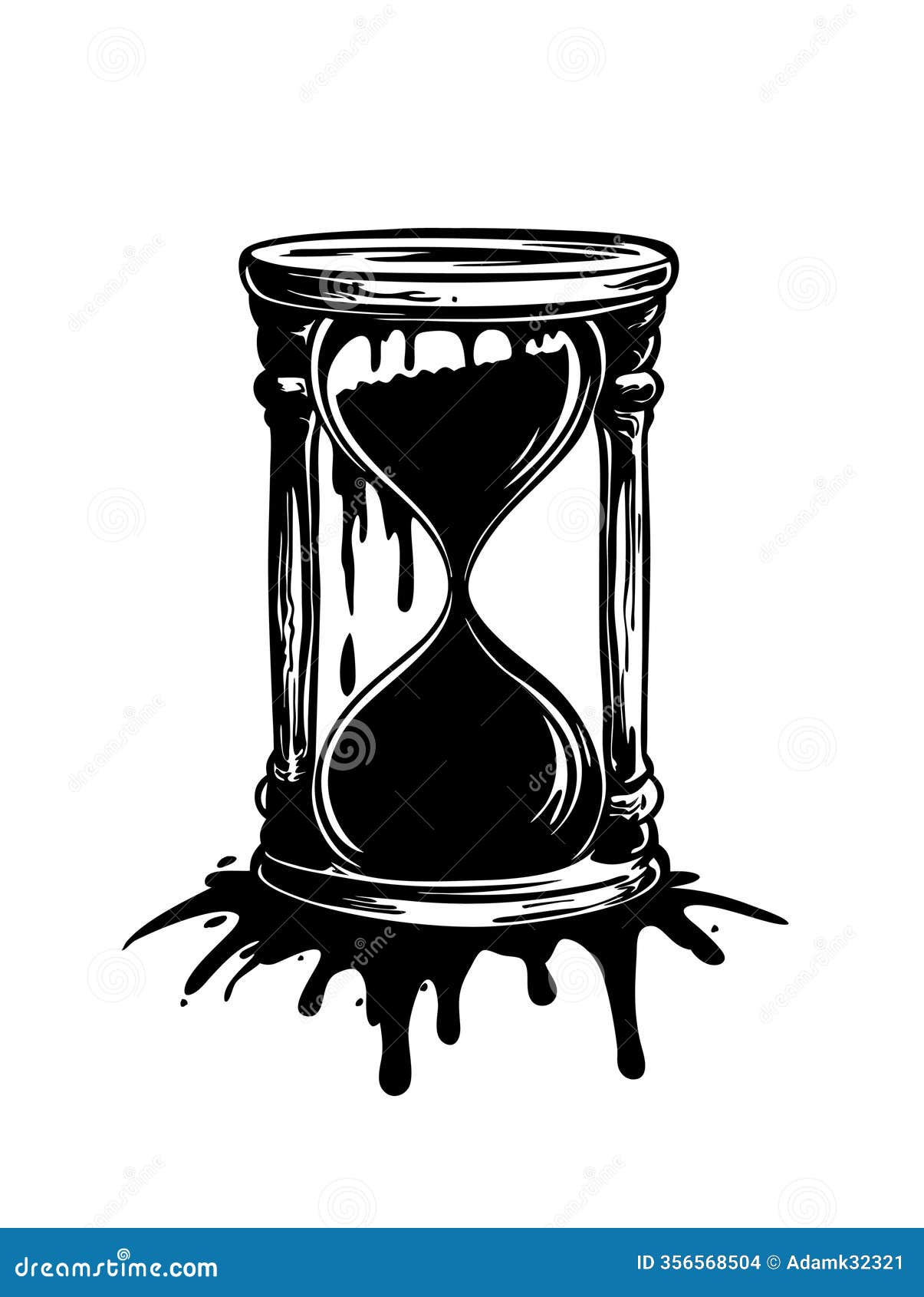Melting Hourglass Symbolizing Time Flow Vector Illustration Stock ...
