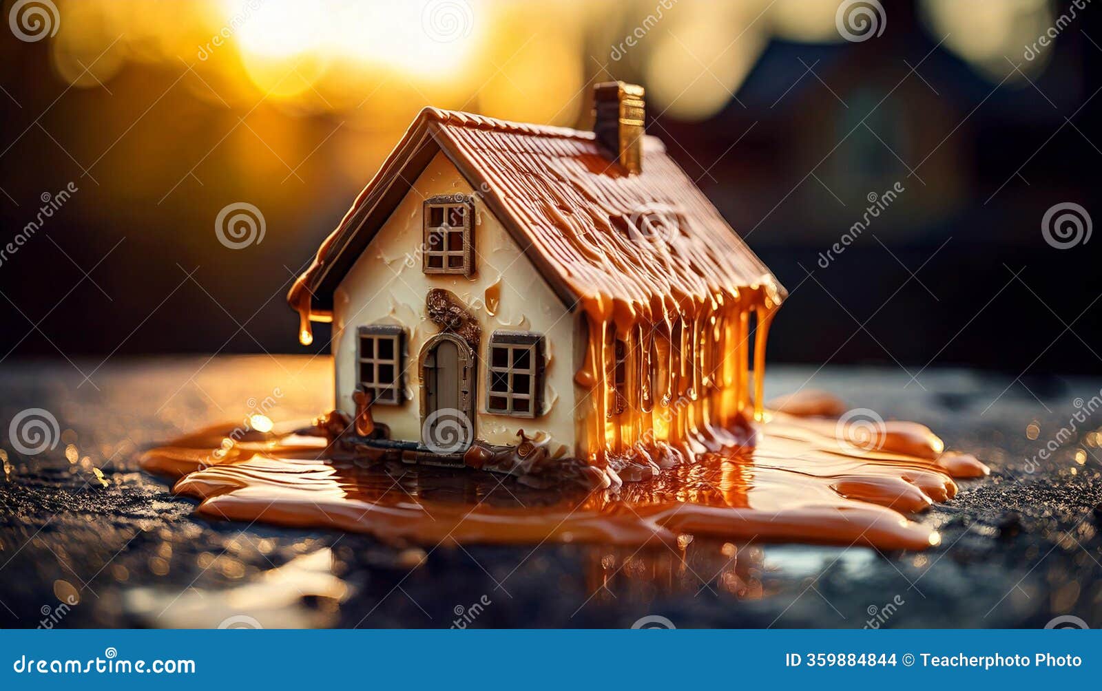 Melting House: a Symbol of Climate Change S Impact Stock Illustration ...