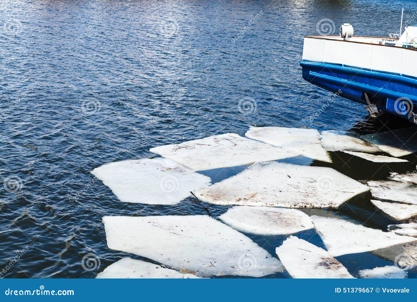 Melting Ice Blocks in River in Spring Stock Image - Image of landscape ...