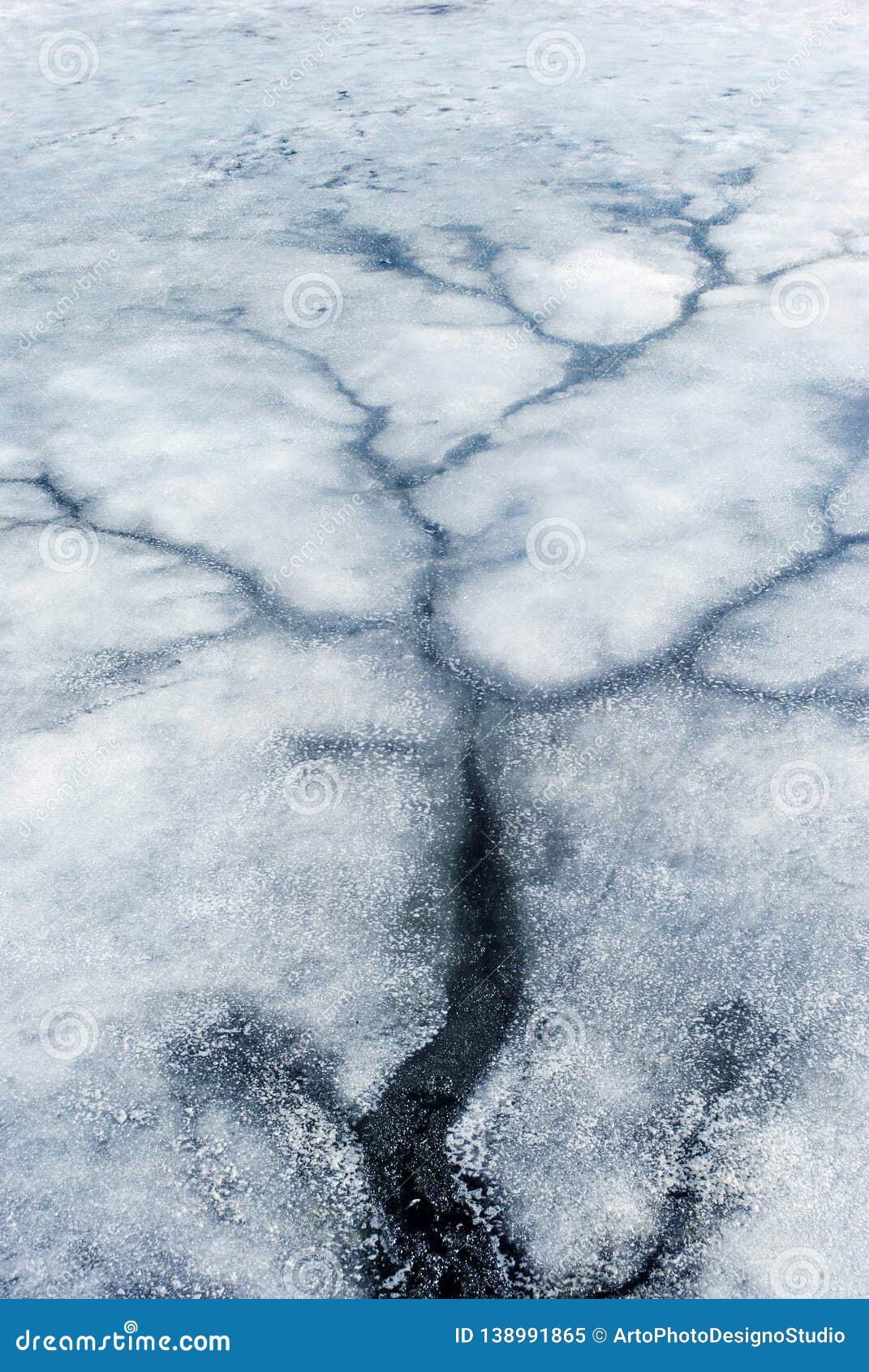 Melting Ice Cracking in Shape of Tree with Branches, Natural Organic ...