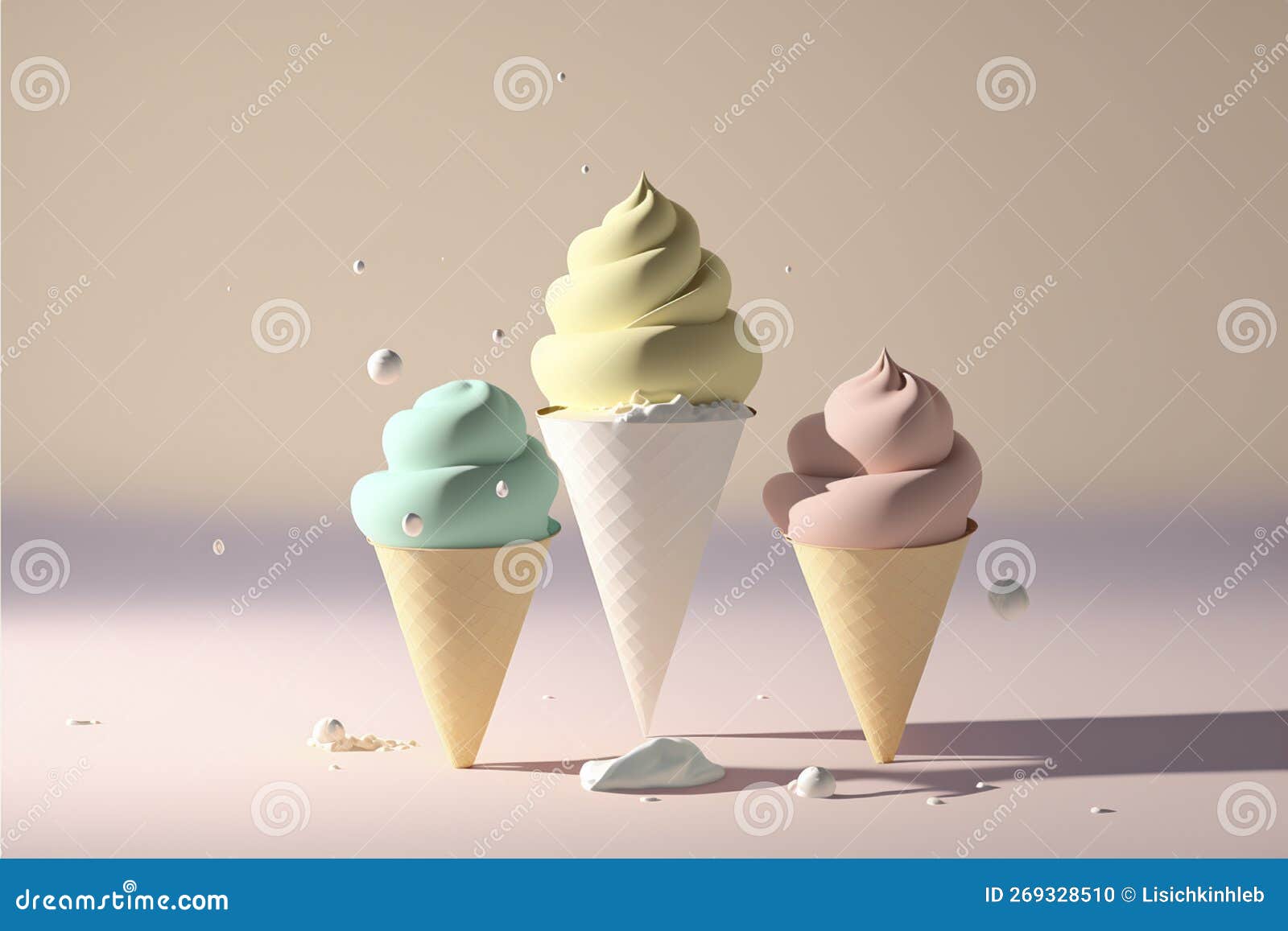 Melting Ice Cream Cone. Created with Ai Generative Tools Stock ...