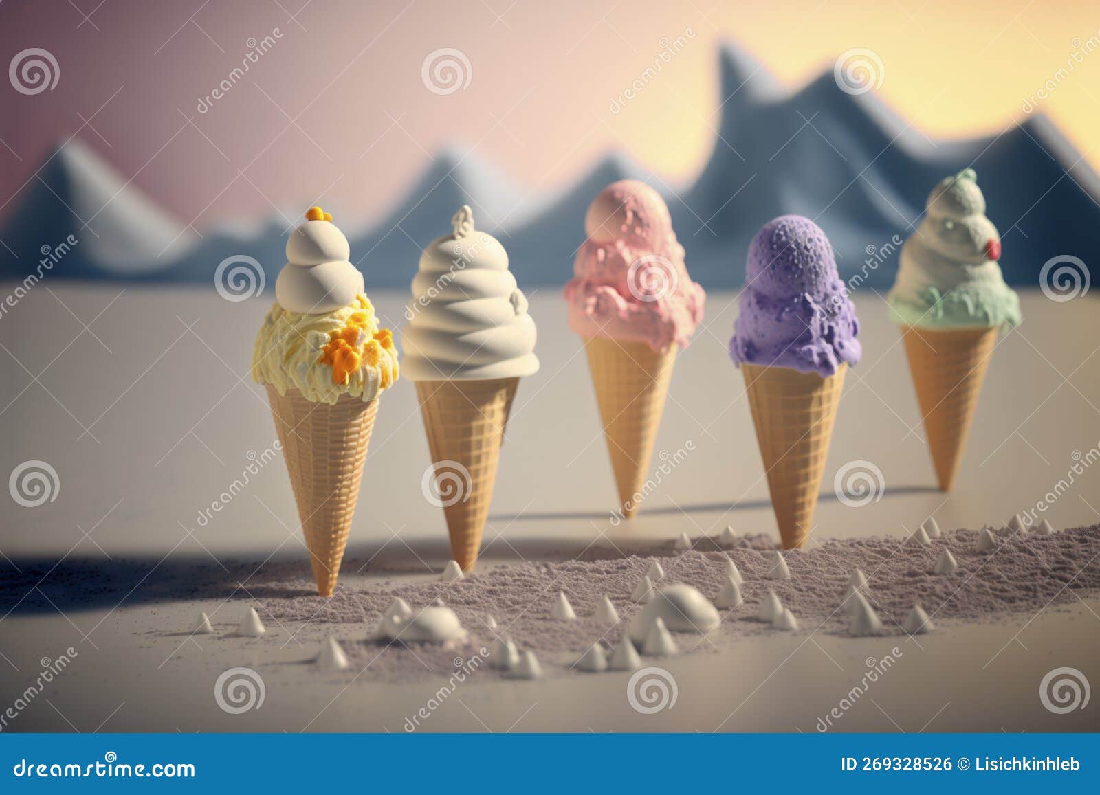 Melting Ice Cream Cone. Created with Ai Generative Tools Stock ...