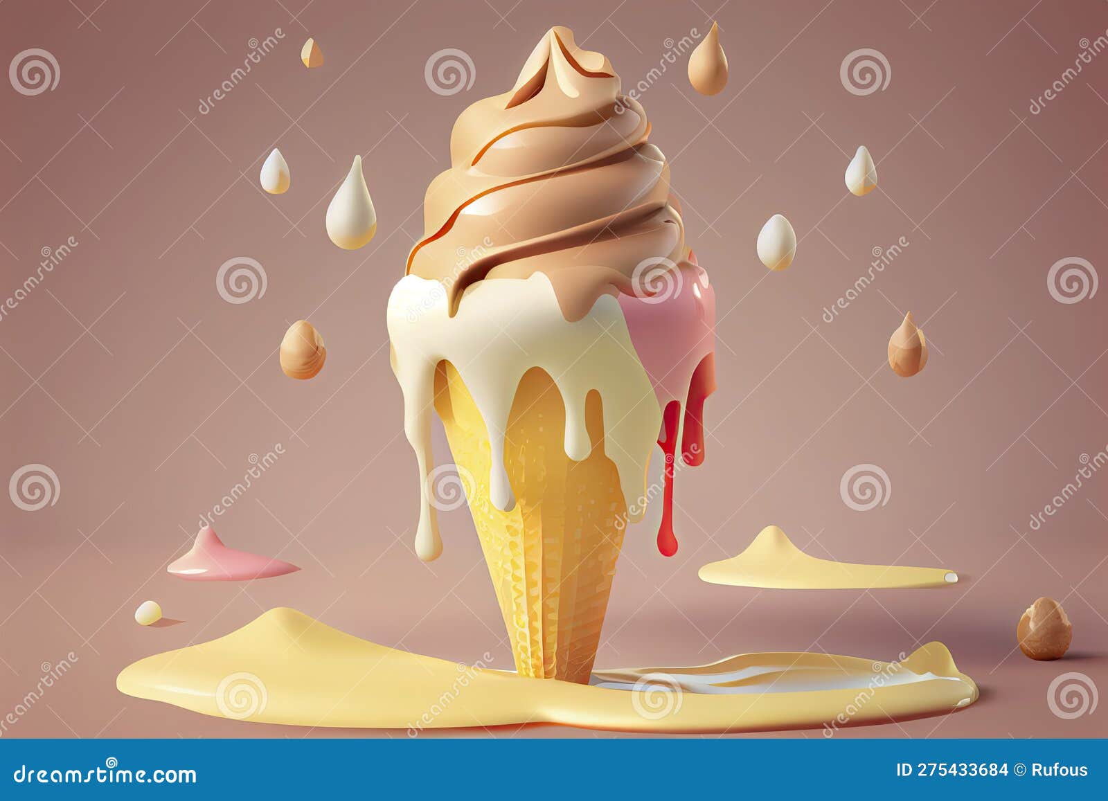 Melting Ice Cream Cone Stock Illustration Illustration Of Minimalist