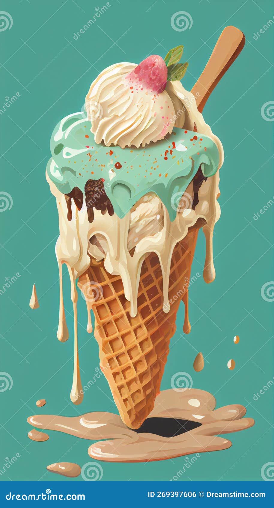 Melting Ice Cream Illustration