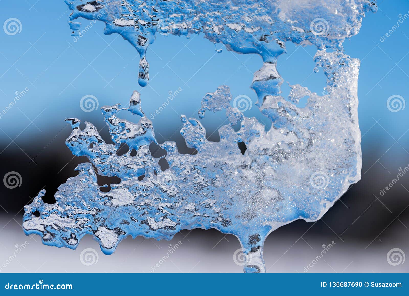 Melting Ice Crystal with Beautiful Pattern Stock Photo - Image of ...