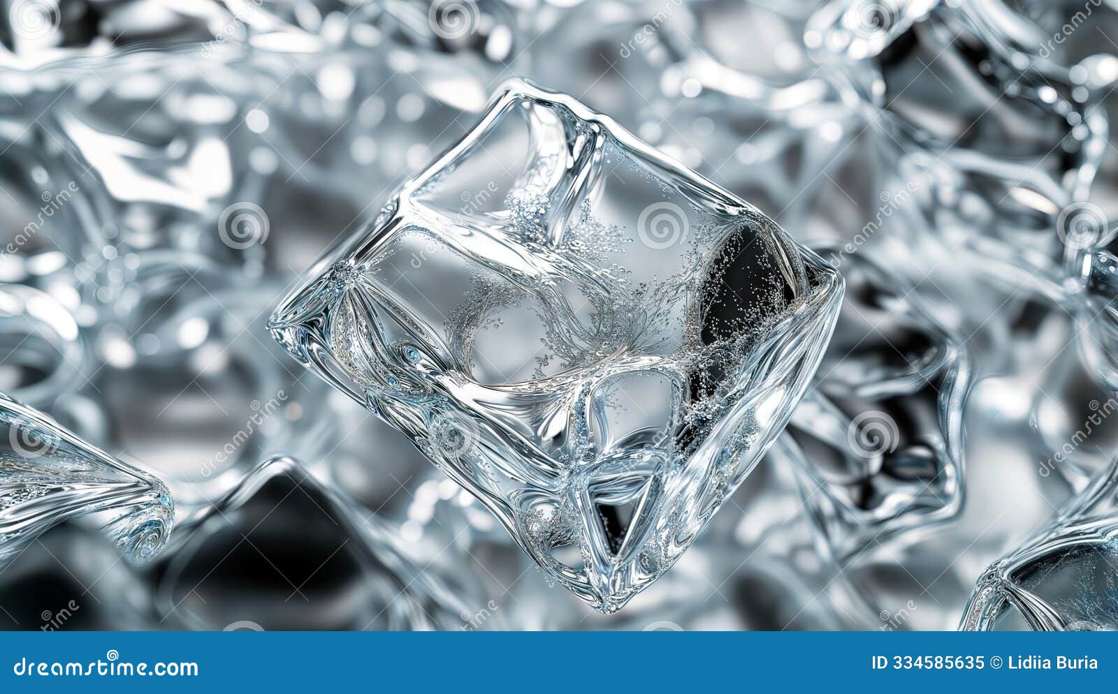 Melting Ice Cube Close-Up â€“ Smooth Surfaces with Internal Fractures ...